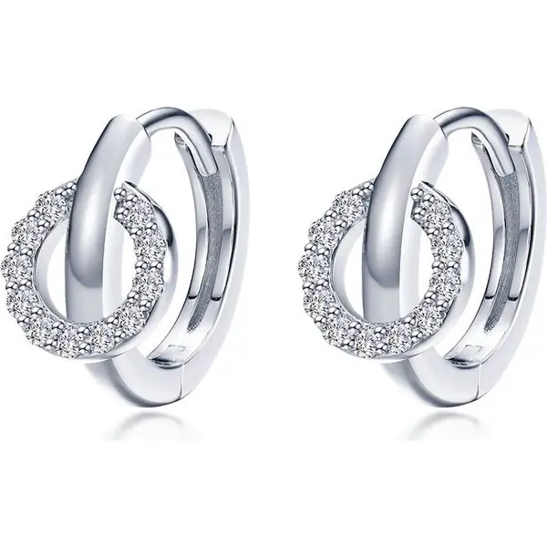 Lafonn Interlocking Simulated Diamond Huggie Hoop Earrings - Silver