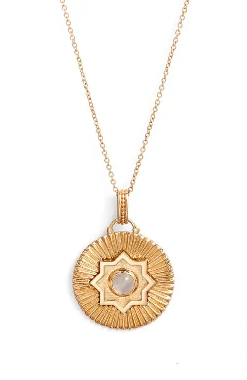 Anzie Marakesh Moonstone Medallion Pendant Necklace - Silver