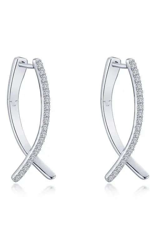Lafonn Pavé Simulated Diamond Crossover Oval Hoop Earrings - Silver