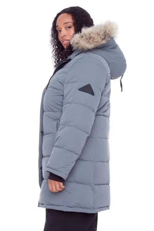 ALPINE NORTH Aulavik Vegan Down Mid-length Hooded Parka Coat
