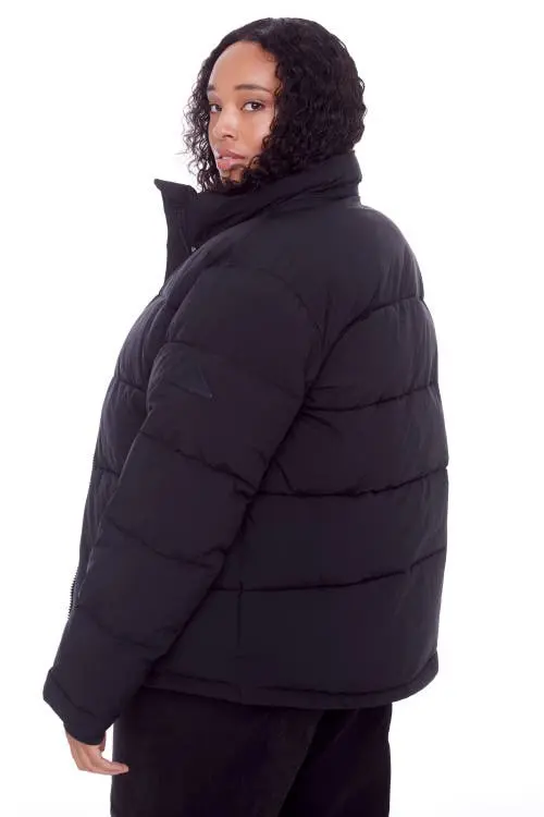 ALPINE NORTH Vegan Down Short Quilted Puffer Jacket - Black