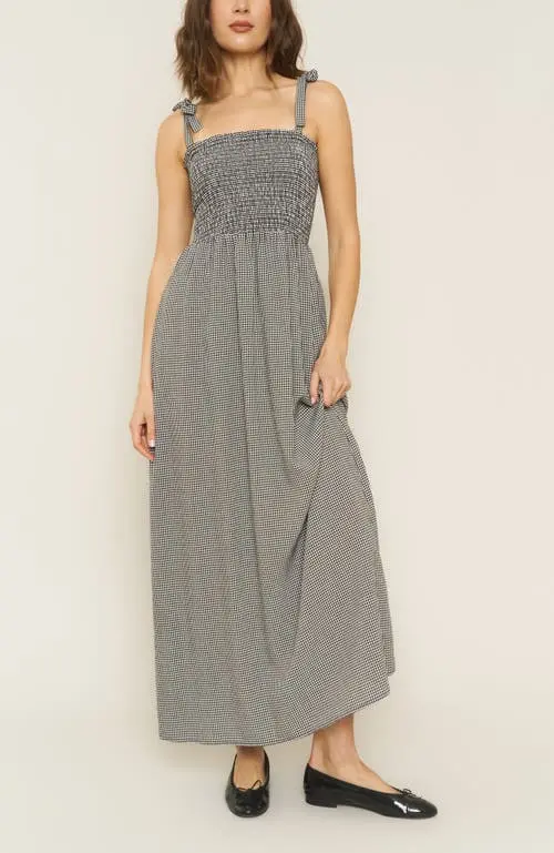 WHIMSY + ROW Smocked Bodice Maxi Dress With Tie Straps