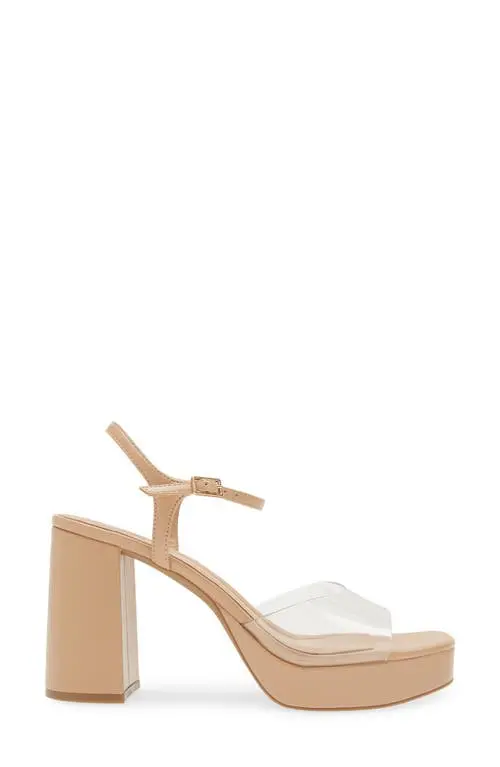 OPEN EDIT Whitney Block Heel Sandal - Beige Clear