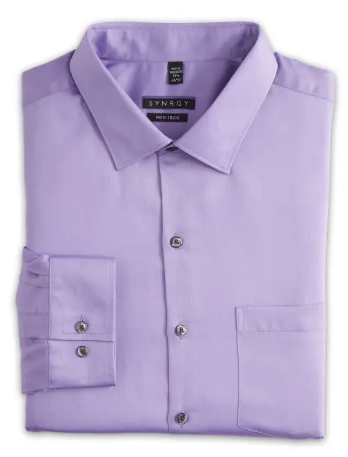 SYNRGY BY DXL Big & Tall Sateen Dress Shirt - English Lilac