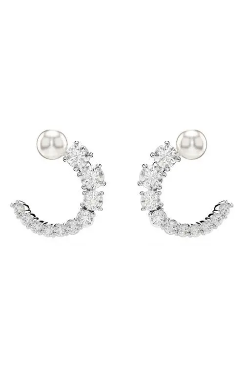SWAROVSKI Matrix Pearl & Crystal Hoop Earrings - Silver