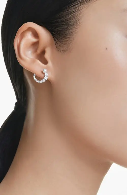 SWAROVSKI Matrix Pearl & Crystal Hoop Earrings