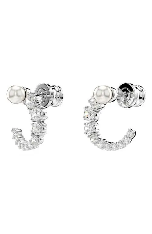 SWAROVSKI Matrix Pearl & Crystal Hoop Earrings
