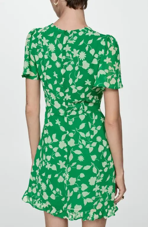 mango green polka dot dress Mango MNG Vintage Green Pastel Polka Dots Linen Midi Dress