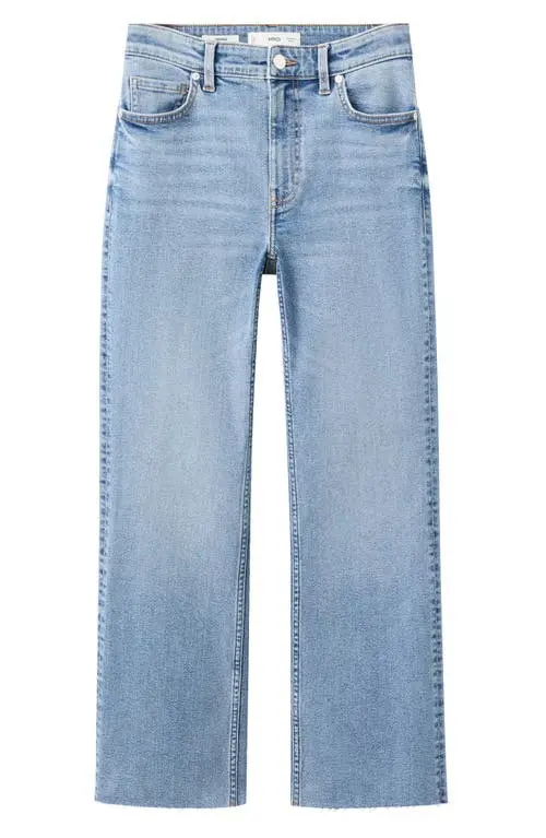 Mango Sienna Raw Hem Crop Flare Jeans - Blue