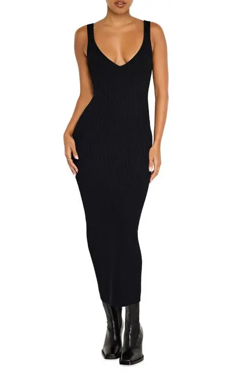 strapless open back dress Sleeveless Scoop Neck Ribbed Mini Sweater Dress main image 1