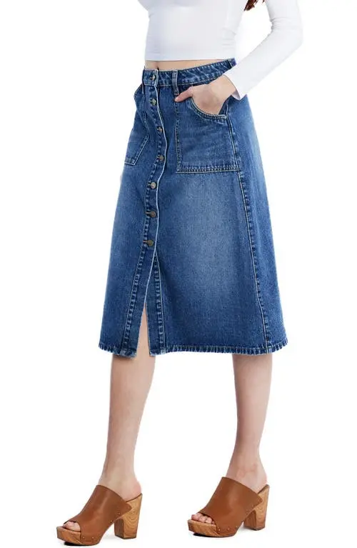 WASH LAB DENIM A-line Denim Skirt - Shark Blue