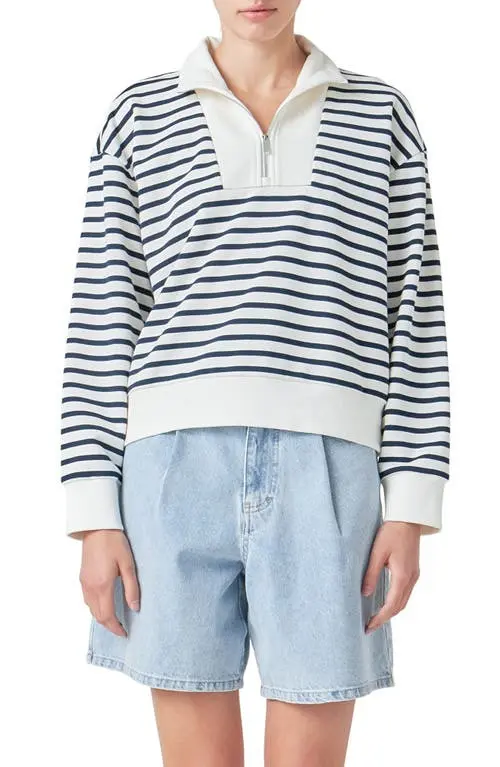 GREY LAB Stripe Terry Cloth Pullover