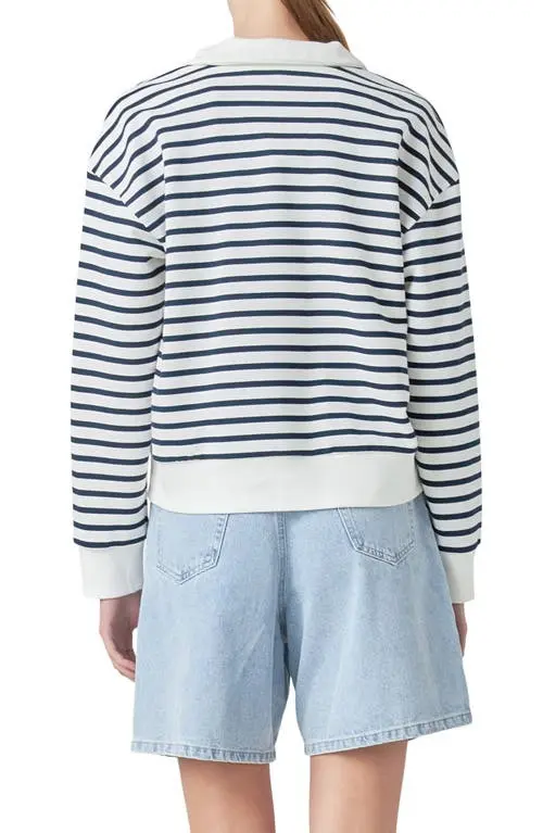 GREY LAB Stripe Terry Cloth Pullover