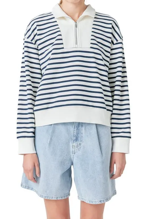 GREY LAB Stripe Terry Cloth Pullover