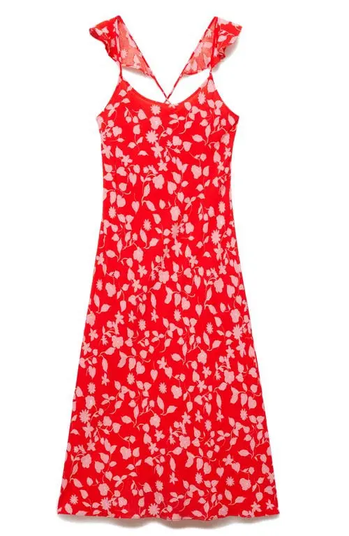 red floral dress mango MANGO - Floral-print chiffon dress red