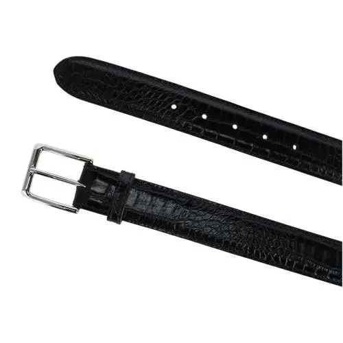 Trafalgar Mini-african Alligator Embossed Italian Leather Belt With Interchangeable Buckles - Black
