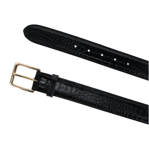 Trafalgar Mini-african Alligator Embossed Italian Leather Belt With Interchangeable Buckles - Black