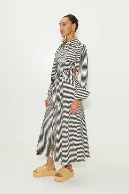 SIMONMILLER Loch Dress - Black/rice Flour Stripe