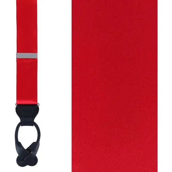 Trafalgar Dutton Button End Suspenders - Red