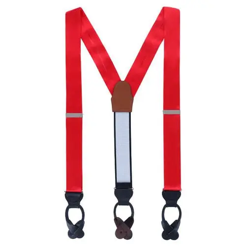Trafalgar Dutton Button End Suspenders - Red