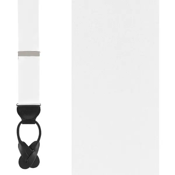 Trafalgar Dutton Button End Suspenders - White