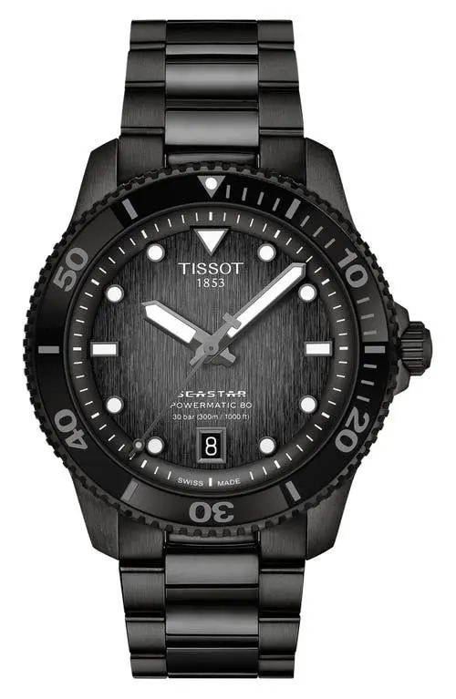 TISSOT Seastar 1000 Powermatic 80 Bracelet Watch - Black