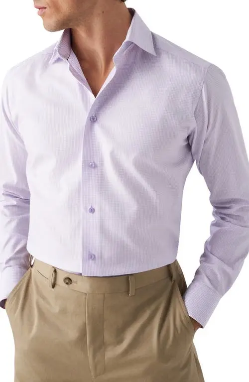 Eton Contemporary Fit Check Stretch Cotton Blend Dress Shirt - Lt/pastel Purple