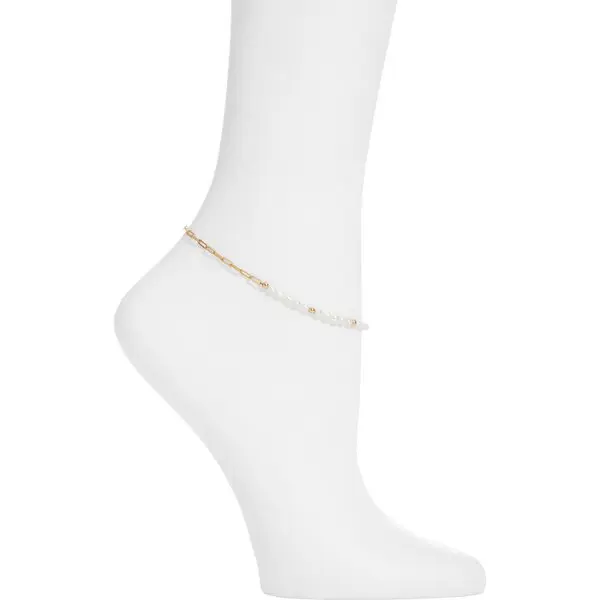 SET & STONES Simone Freshwater Pearl And Paper Clip Chain Anklet - Gold