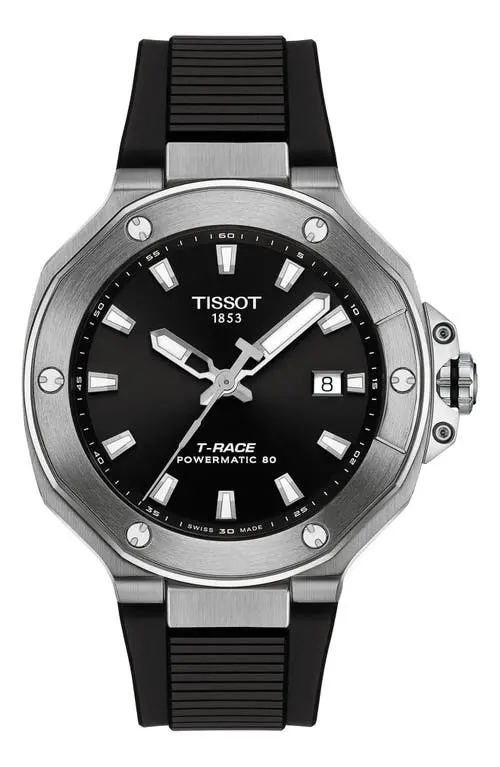 TISSOT T-race Powermatic 80 Silicone Strap Watch - Black