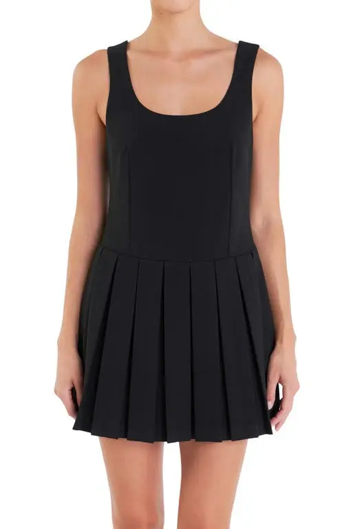 English Factory Pleated Sleeveless Minidress
