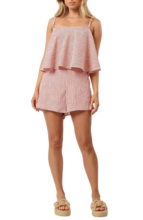 PETAL & PUP Cambria Romper - Cream Red Stripe