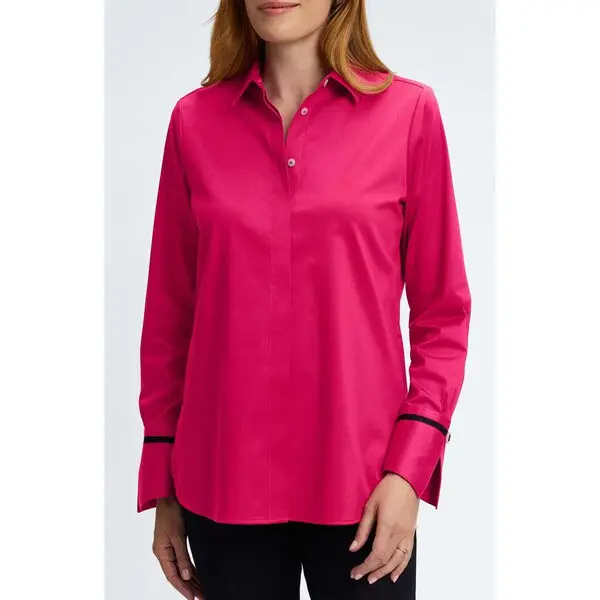 Foxcroft Iris Button-up Shirt - Ruby Pink