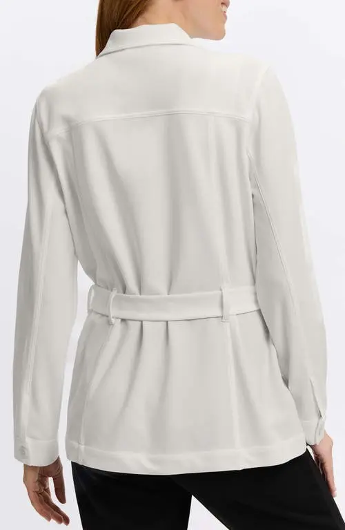 Foxcroft Stella Crepe Knit Utility Jacket - Ecru