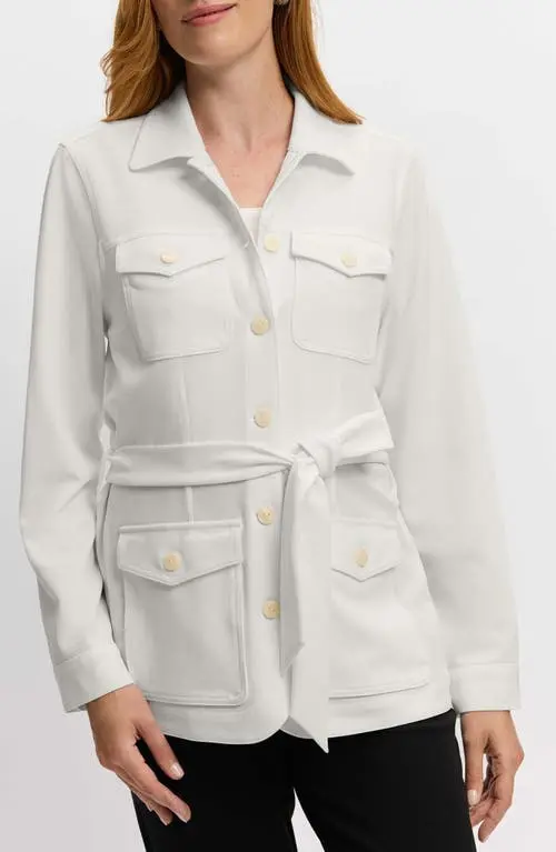 Foxcroft Stella Crepe Knit Utility Jacket - Ecru