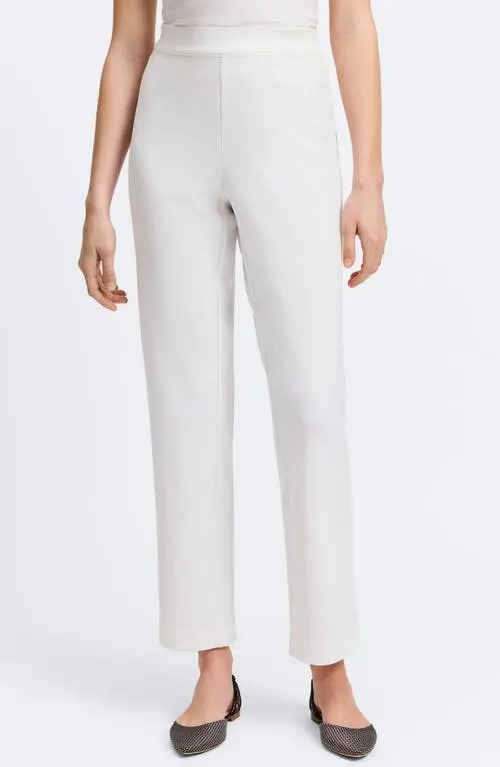 Foxcroft Louisa Crepe Knit Ankle Pants - Ecru