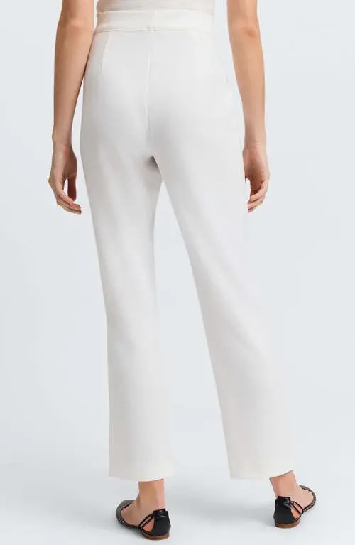 Foxcroft Louisa Crepe Knit Ankle Pants - Ecru
