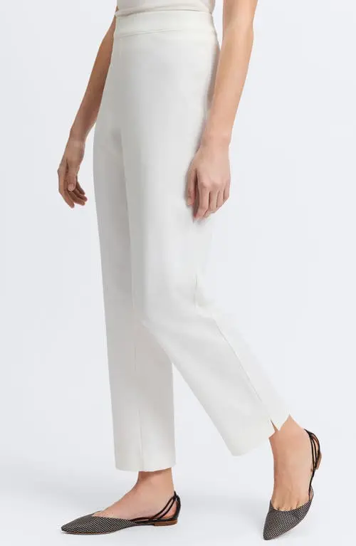 Foxcroft Louisa Crepe Knit Ankle Pants - Ecru