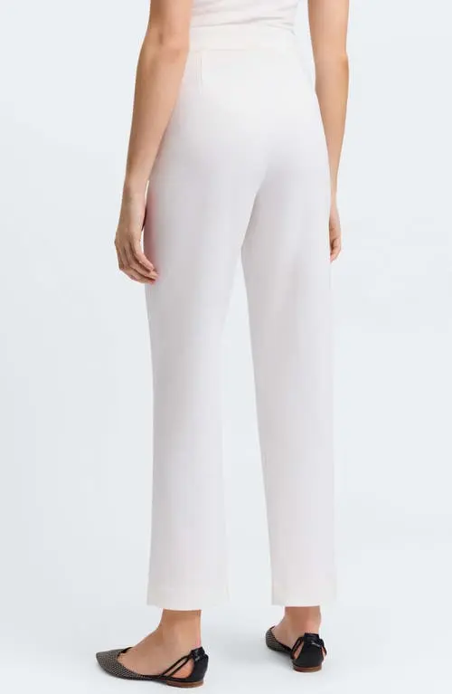 Foxcroft Louisa Crepe Knit Ankle Pants - Ecru