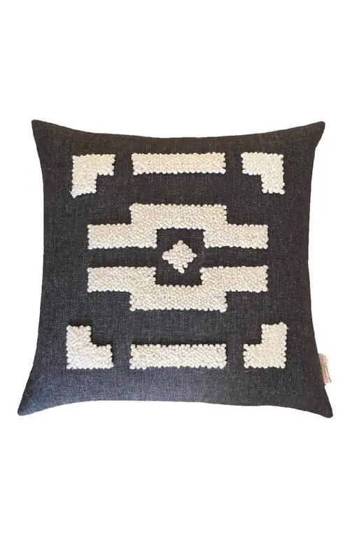 COTTON TREE Punch Needle Ndebele Pillowcover Only - Charcoal Pattern 3