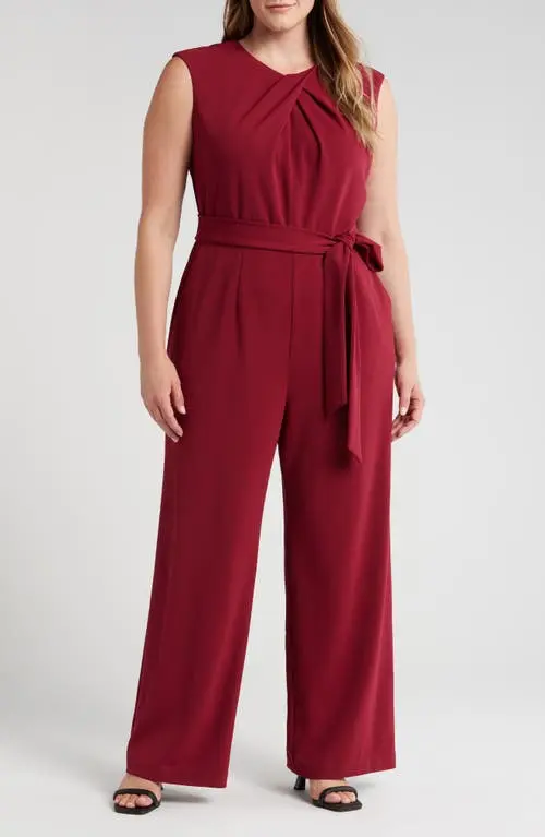 TAHARI ASL Cross Neck Sleeveless Jumpsuit - Mulberry