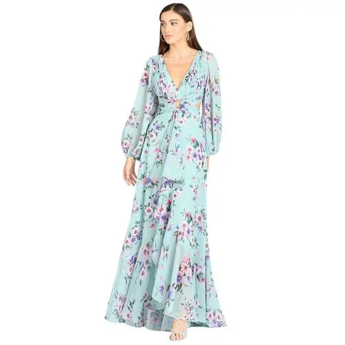 LARA NEW YORK Long Sleeve V-neck Dress - Mint