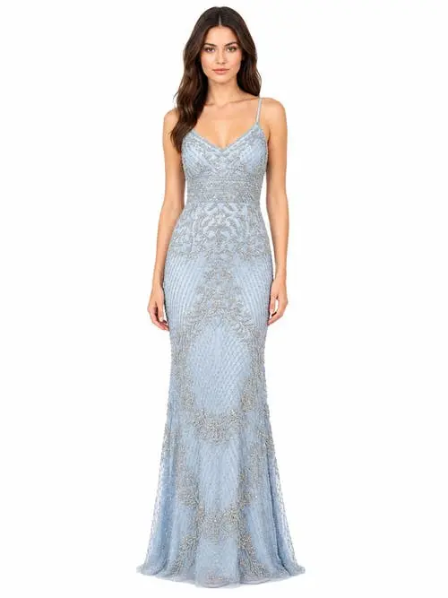 LARA NEW YORK Bodycon V-neck Beaded Dress - Periwinkle