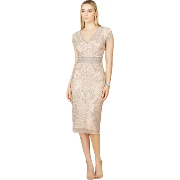 LARA NEW YORK Cap Sleeve Midi Gown - Blush