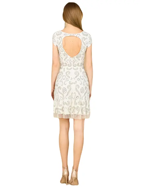 LARA NEW YORK Beaded V-neck Dress With Slit