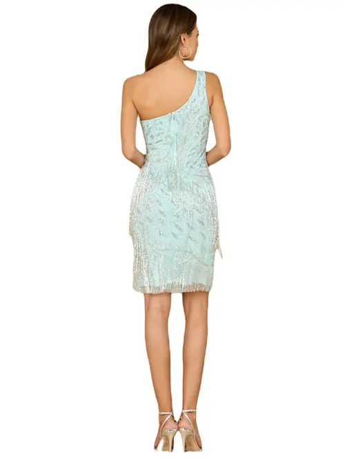 LARA NEW YORK Beaded One Shoulder Dress - Mintsilver
