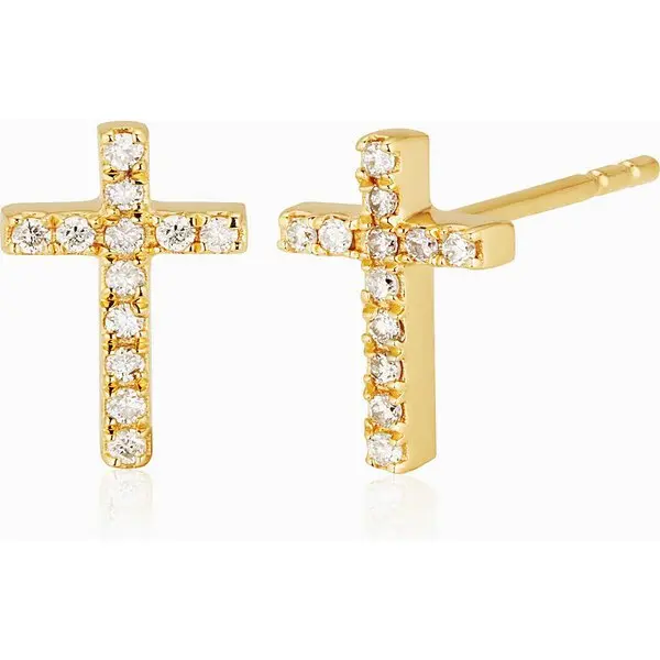 ORADINA 14k Faith Diamond Stud Earrings - Yellow Gold