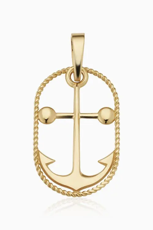 ORADINA 14k Anchor Charm Pendant - Yellow Gold