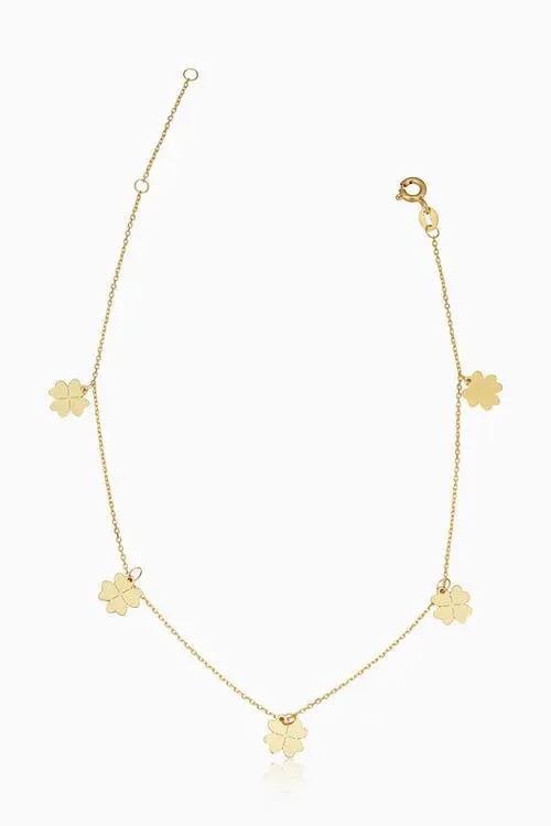 ORADINA 14k Lucky You Anklet - Yellow Gold