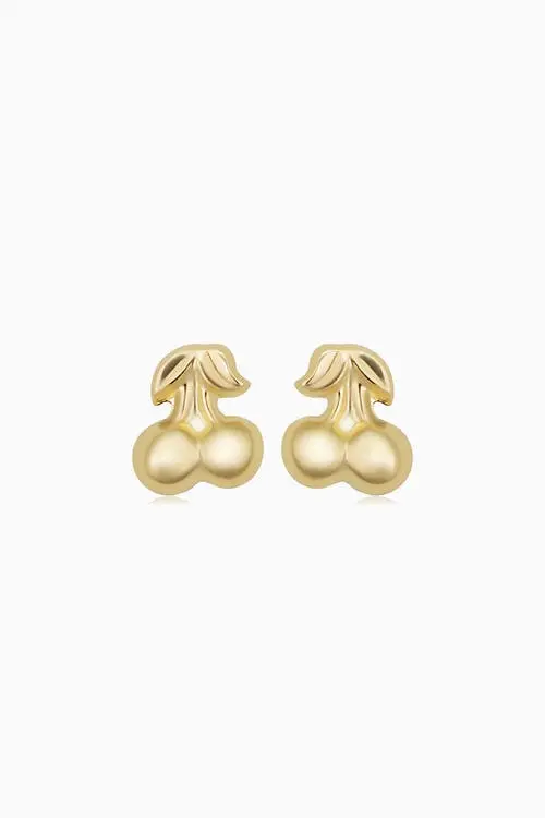 ORADINA 14k Amarena Cherry Stud Earrings - Yellow Gold