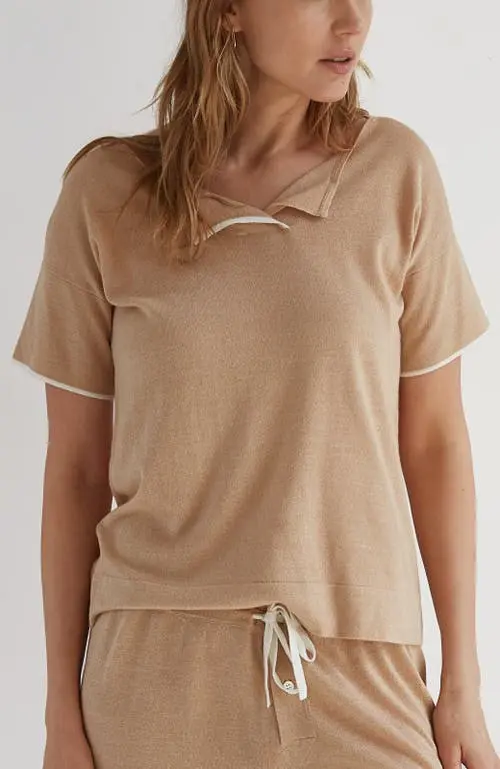OYUN Split Neck T-shirt - Camel
